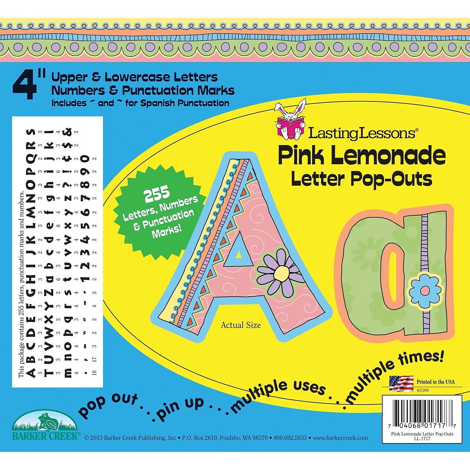 Barker Creek Pink Lemonade 4" Letter Pop Out All Age LL1717 - Walmart ...