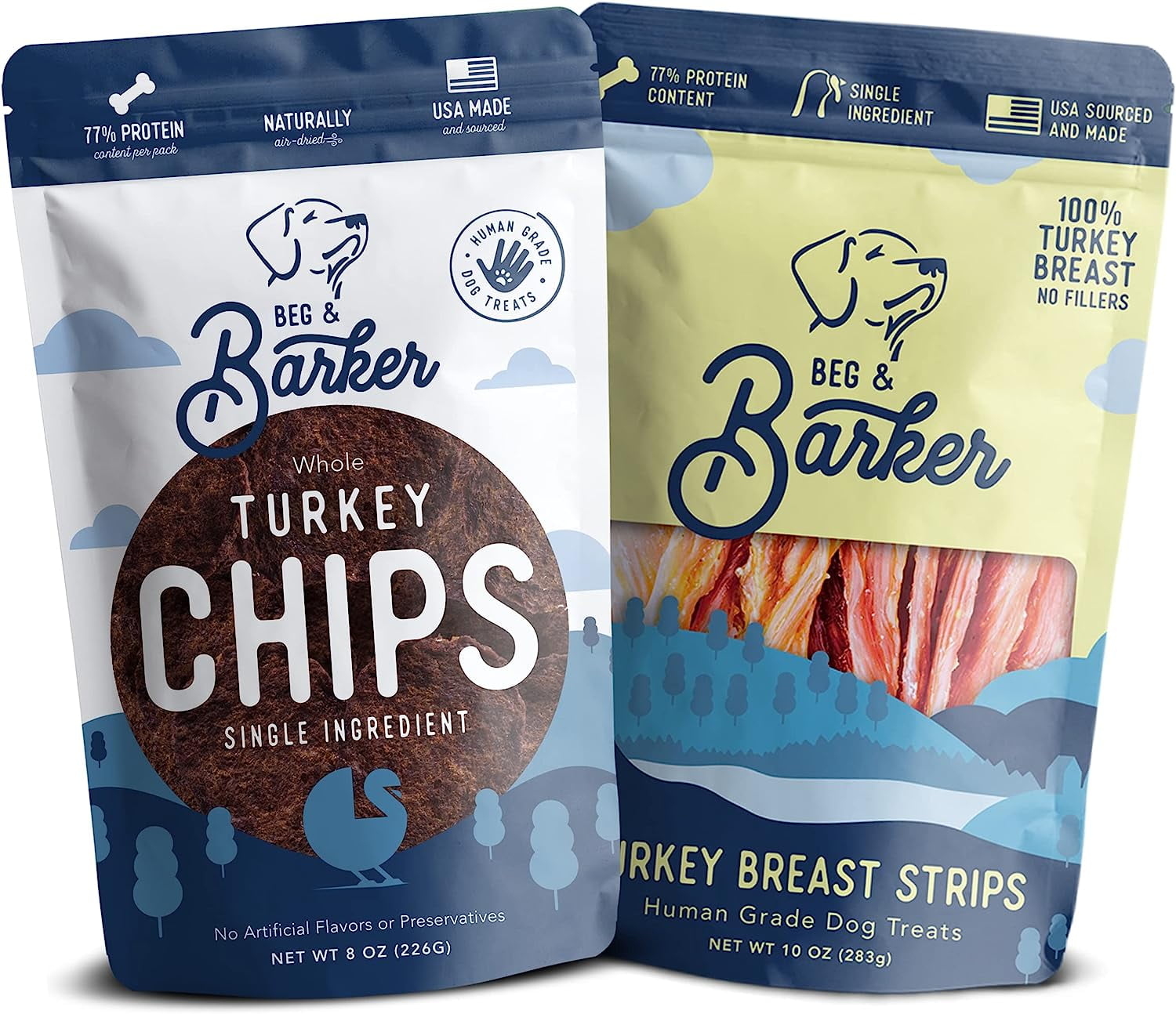 & Barker Whole Turkey Chip & Jerky Strips Combo for Dogs (10 oz Jerky + 8 oz Chips) - Dog ...