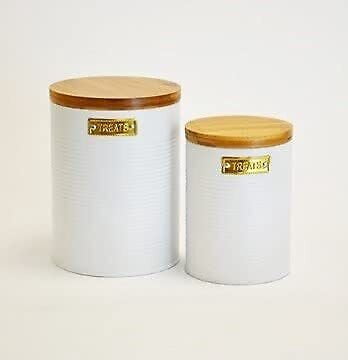 Barkley & Evans Set of 2 Pet Food & Treat Storage Canisters, Matching ...