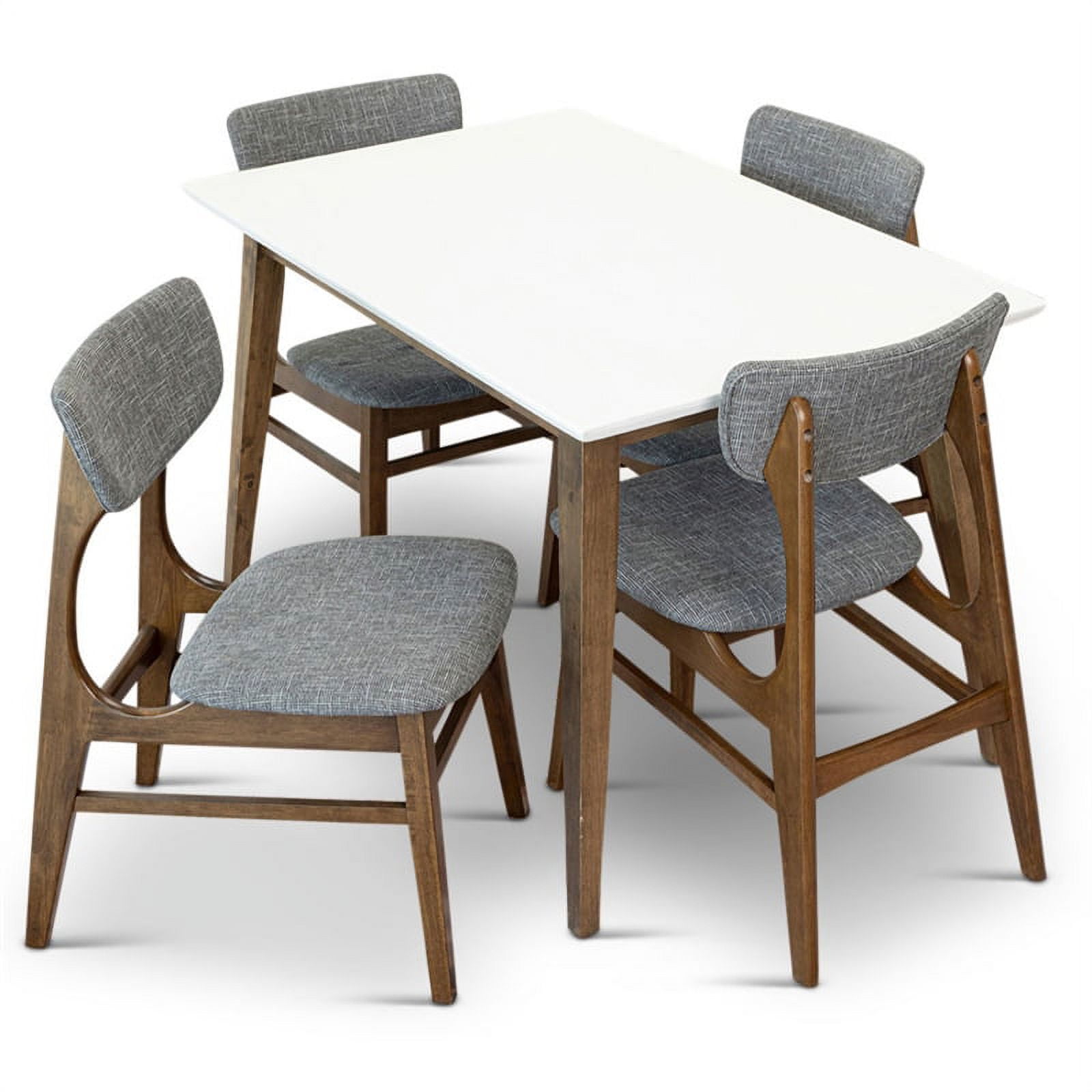 Barkley Modern Solid Wood Walnut Dining Room & Kitchen Table and Chairs ...