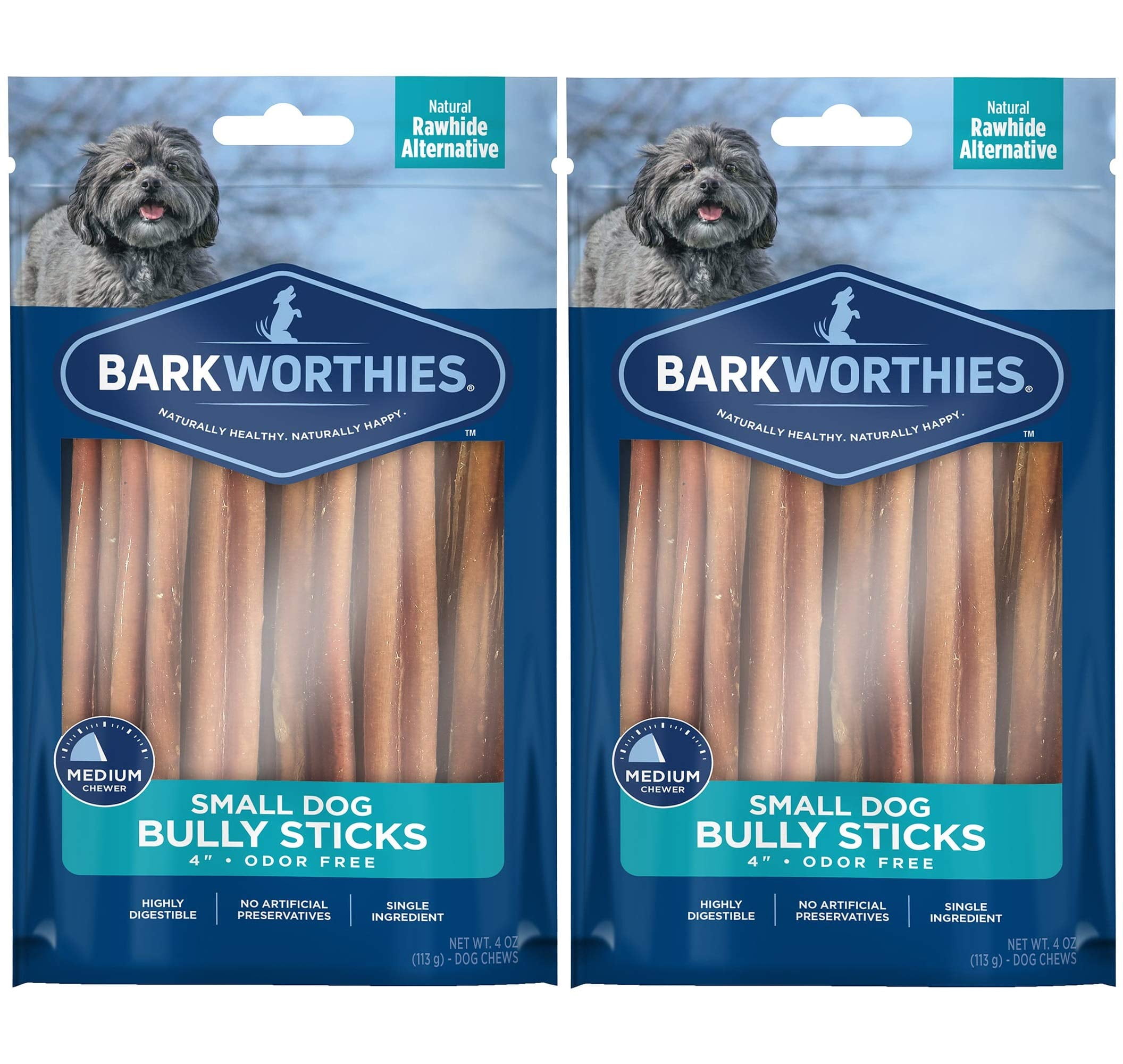 Barkworthies 4-Inch Odor-Free American Bully Sticks, 4 Ounce, for Small ...