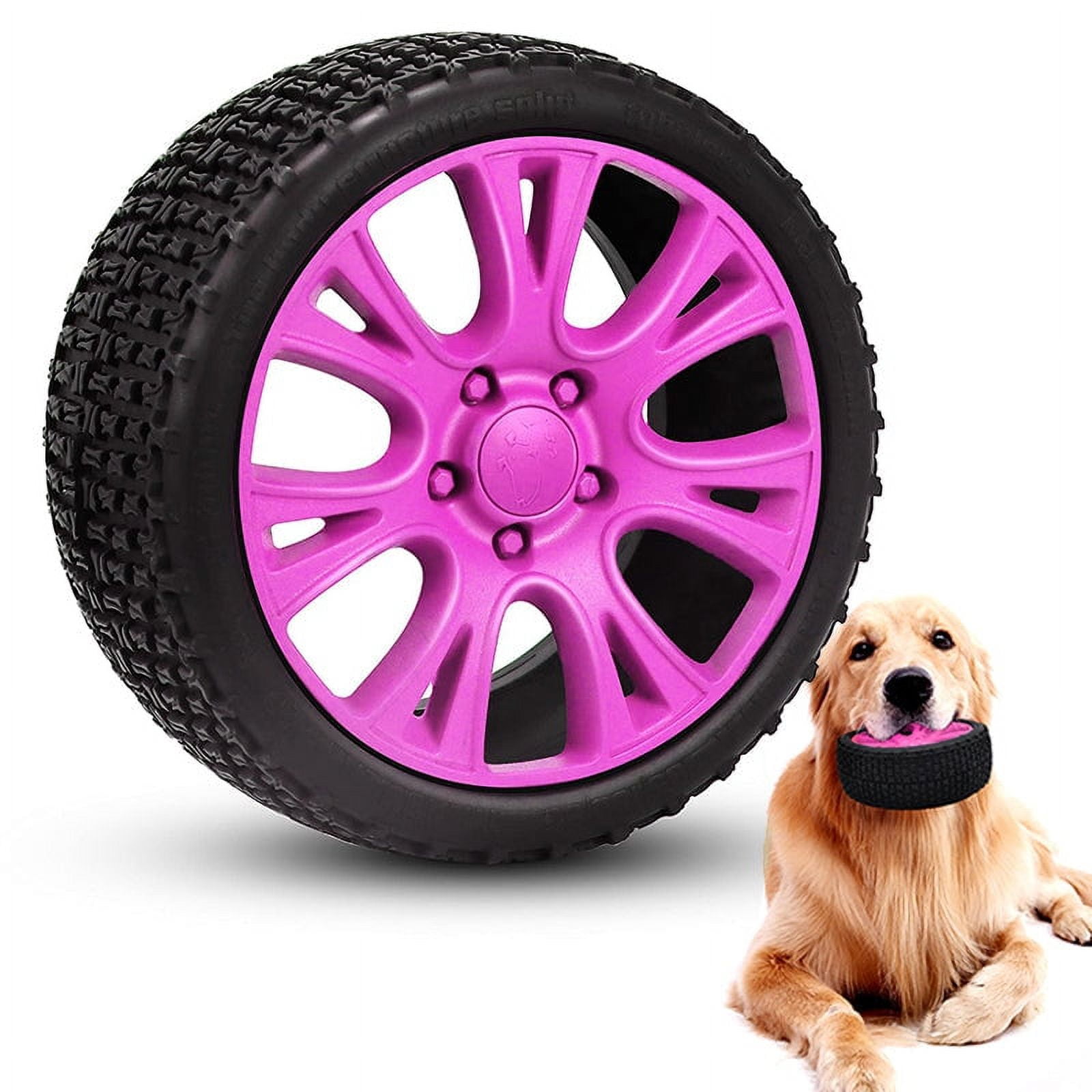 Barkwow Natural Rubber Tire Dog Chew Toy with Treat Hider and Teeth ...