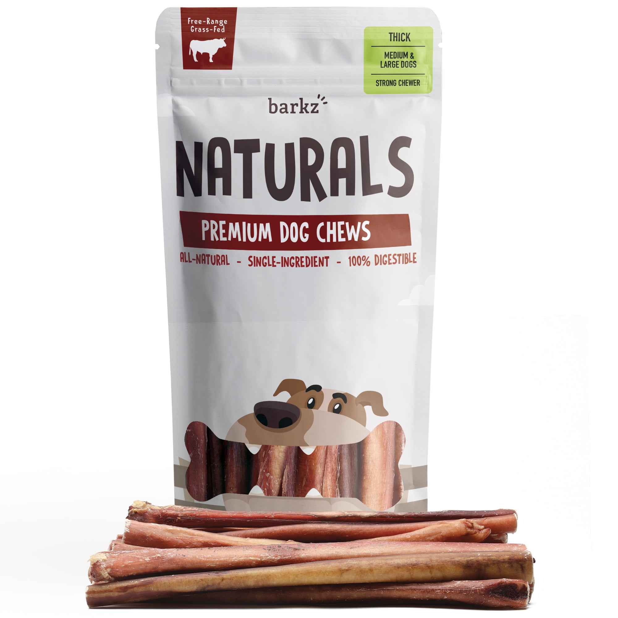 Barkz Naturals 12 Inch Thick Odor-Free Bully Sticks for Medium to Large ...