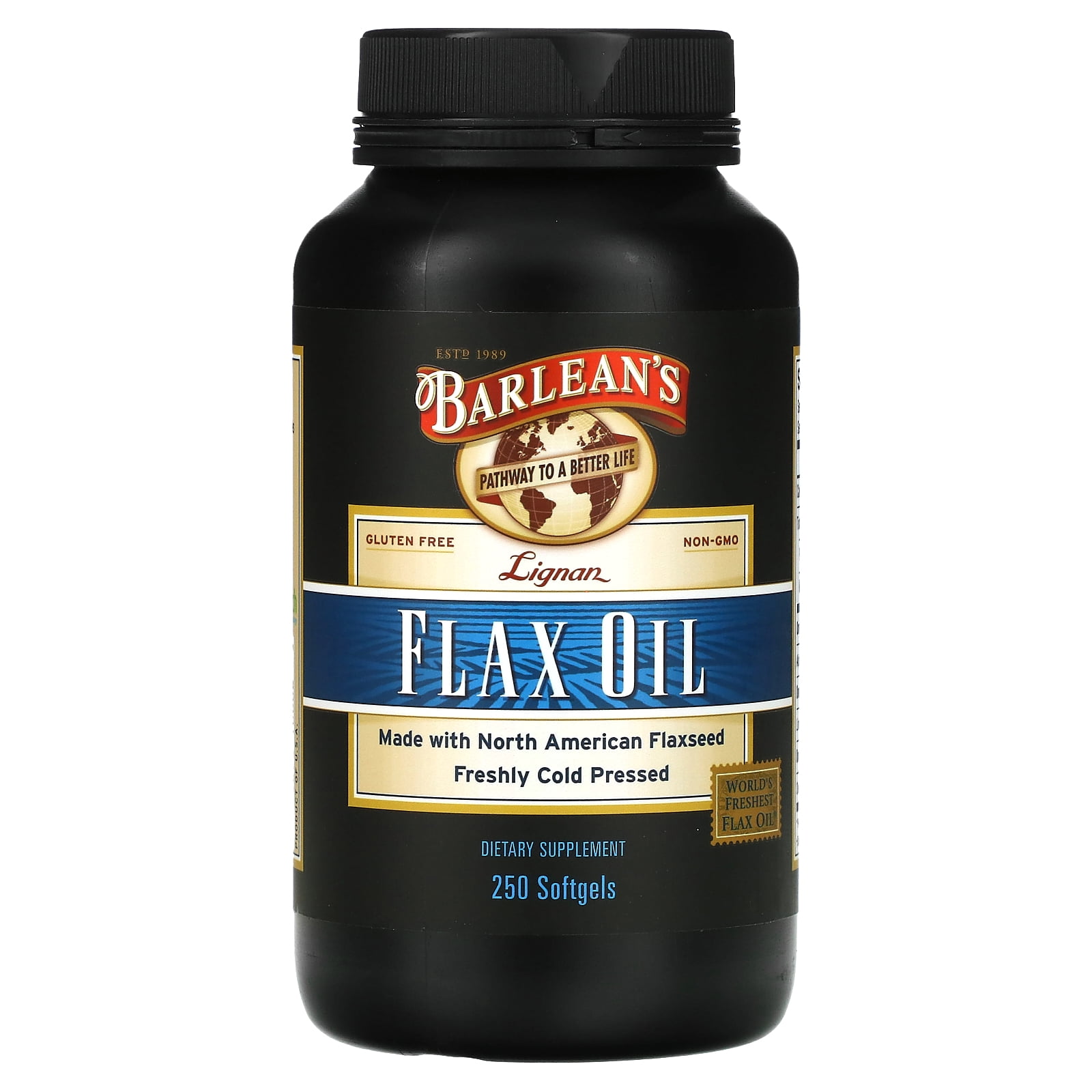 Barlean's Lignan Flaxseed Oil Softgels - Non-GMO, Gluten Free, Flax ...