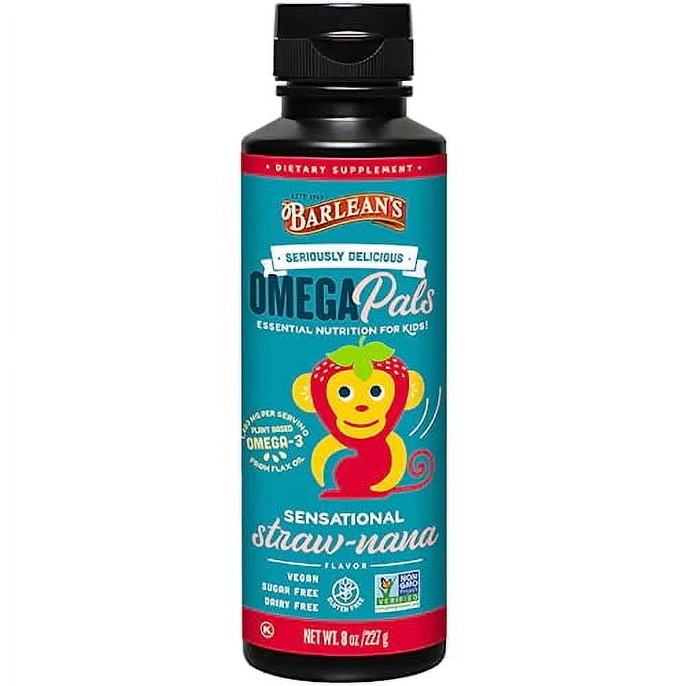 Barlean's Omega Pals Omega 3 for Kids, Yummy Straw-Nana Flavored ...