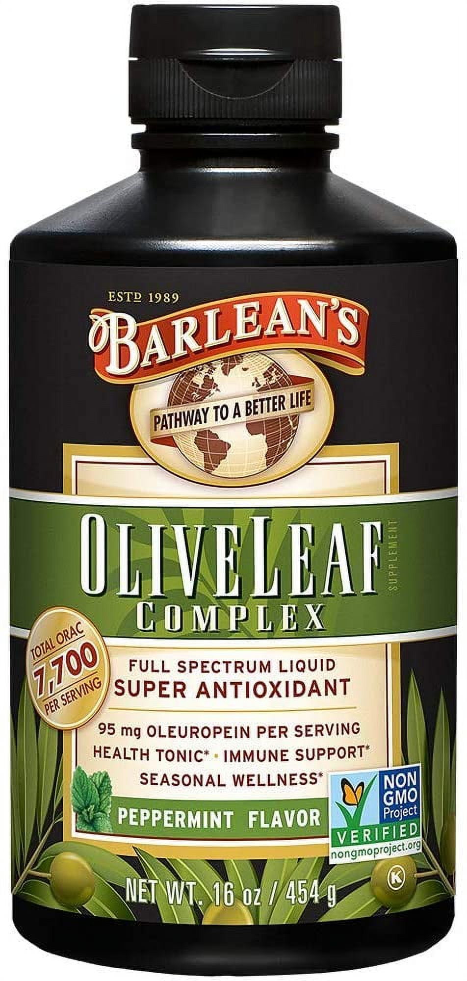 Barlean's Organic Peppermint Olive Leaf Extract Supplement - 7,700 ORAC ...
