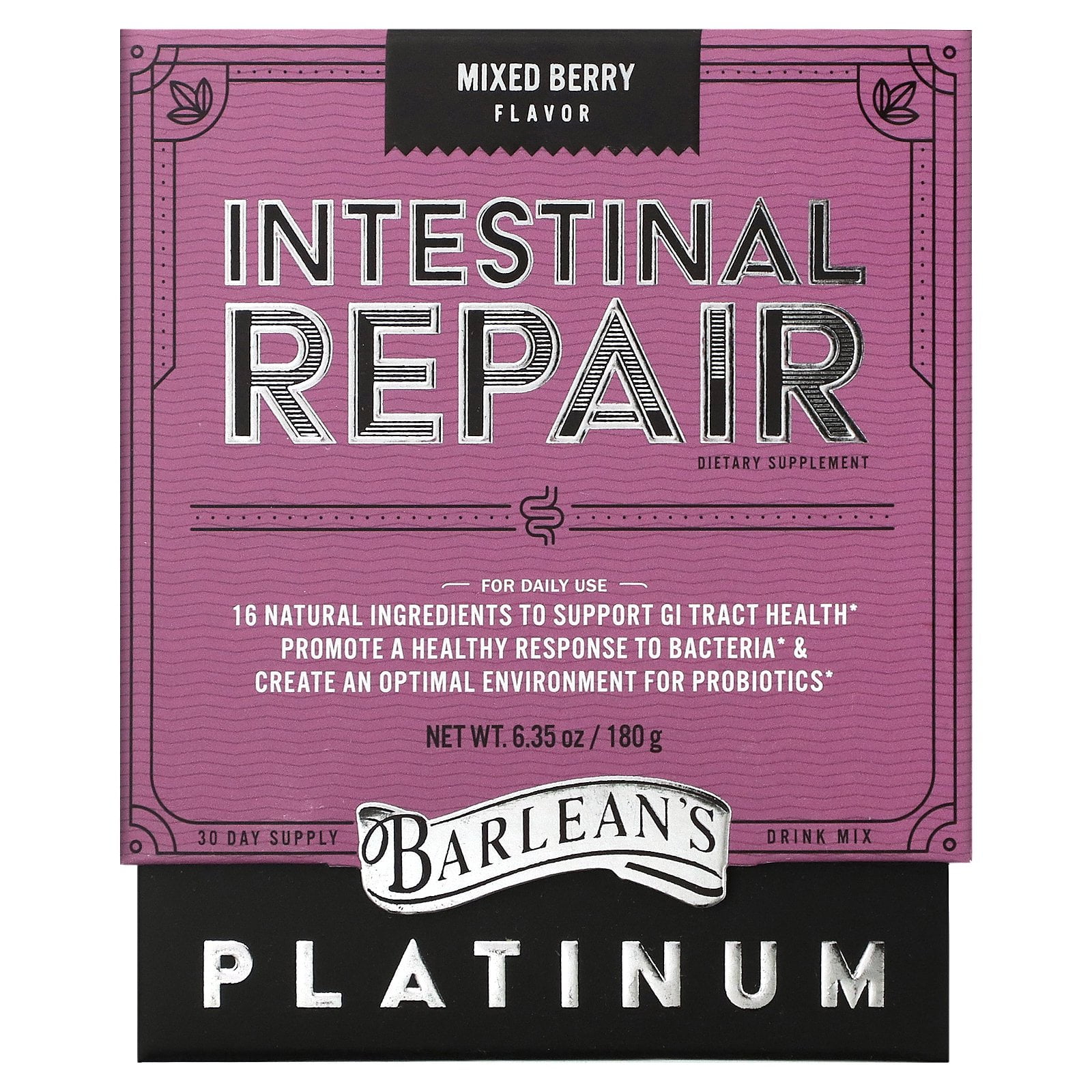 Barlean's Platinum Intestinal Repair, Mixed Berry Flavor, 6.35 oz ...