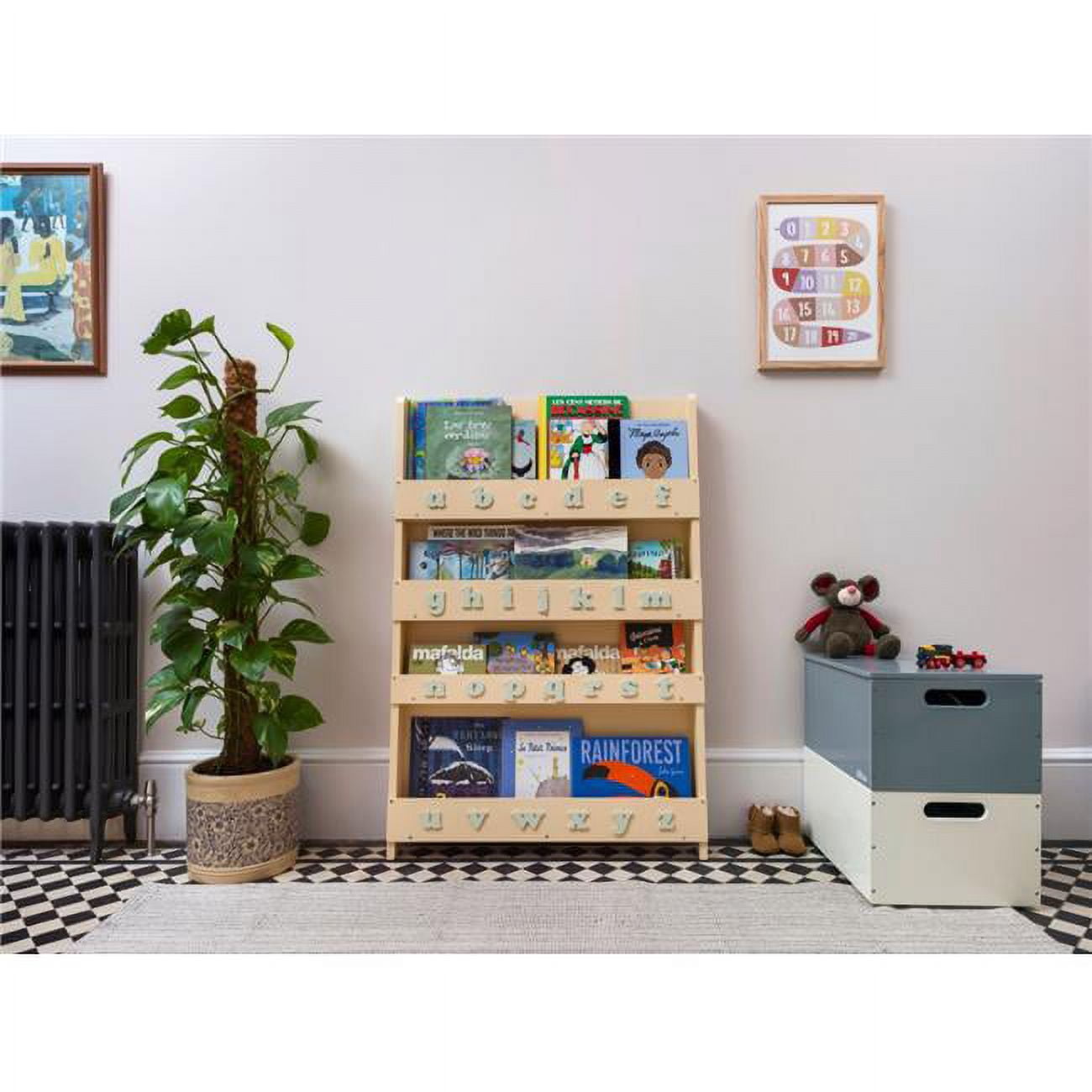 Barley Kids Bookshelf with Sage Green Alphabet - Walmart.com