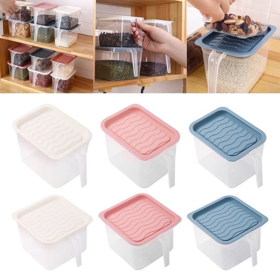 Barley Storage Jar, Transparent Dry Food Container with Handle and Lid ...