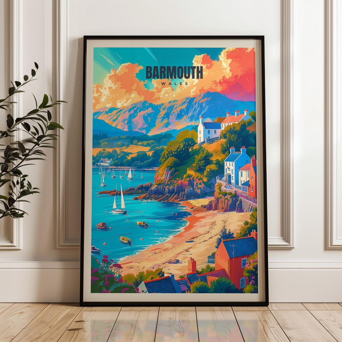 Barmouth Travel Poster - Wales Wall Art Print Illustration Poster ...
