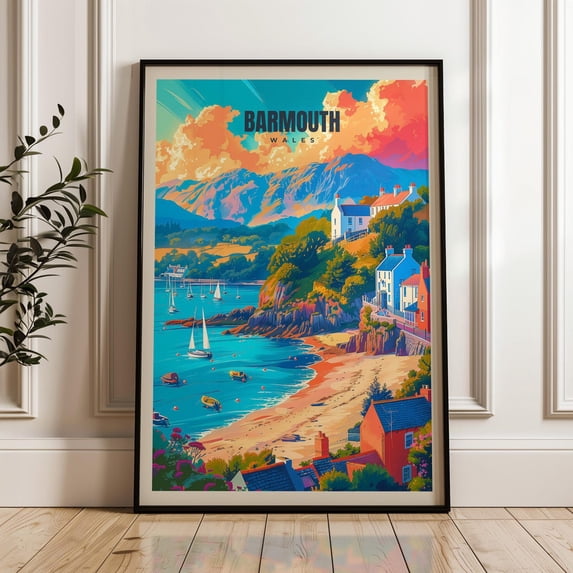 Barmouth Travel Poster - Wales Wall Art Print Illustration Poster ...