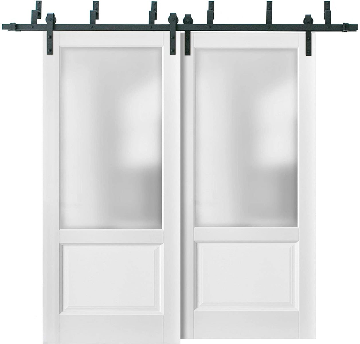 Barn Bypass Doors with 6.6ft Hardware | Lucia 22 White Silk with ...
