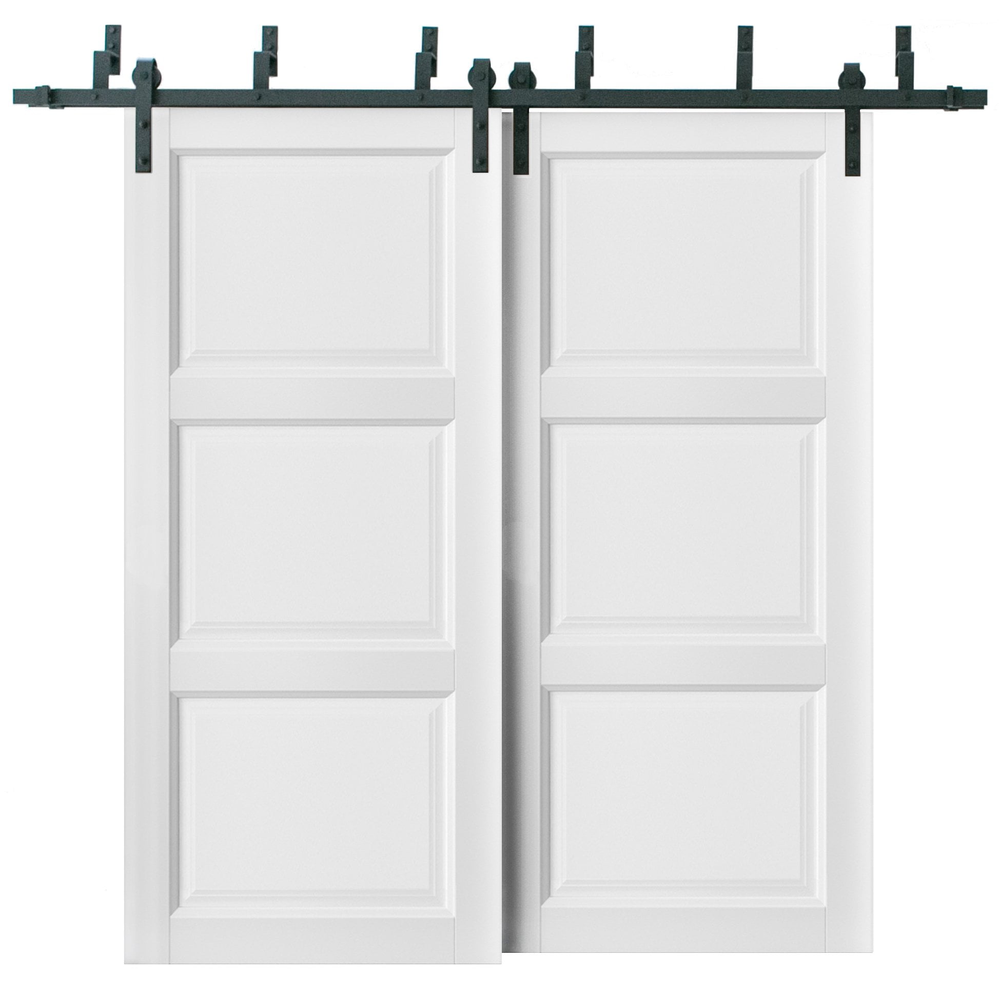 Barn Bypass Doors with 6.6ft Hardware | Lucia 2661 White Silk | Sturdy ...