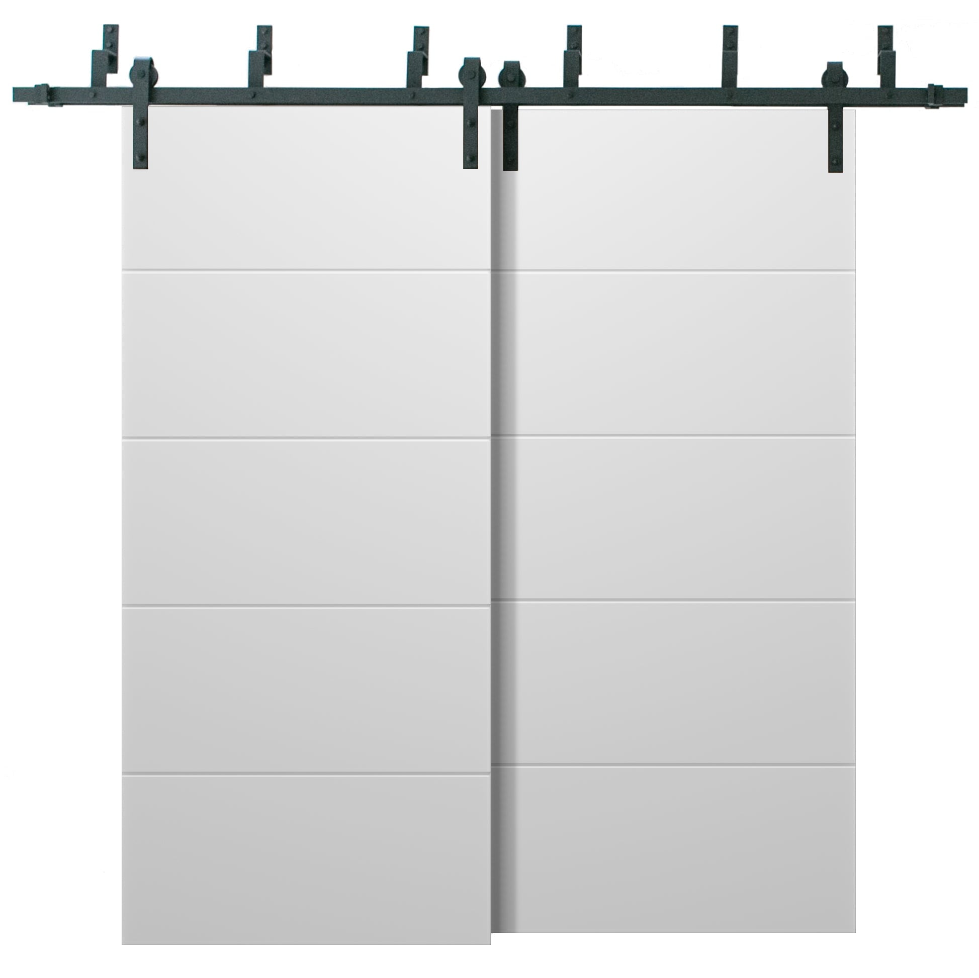 Barn Bypass Doors with 6.6ft Hardware | Planum 0770 Painted White Matte ...