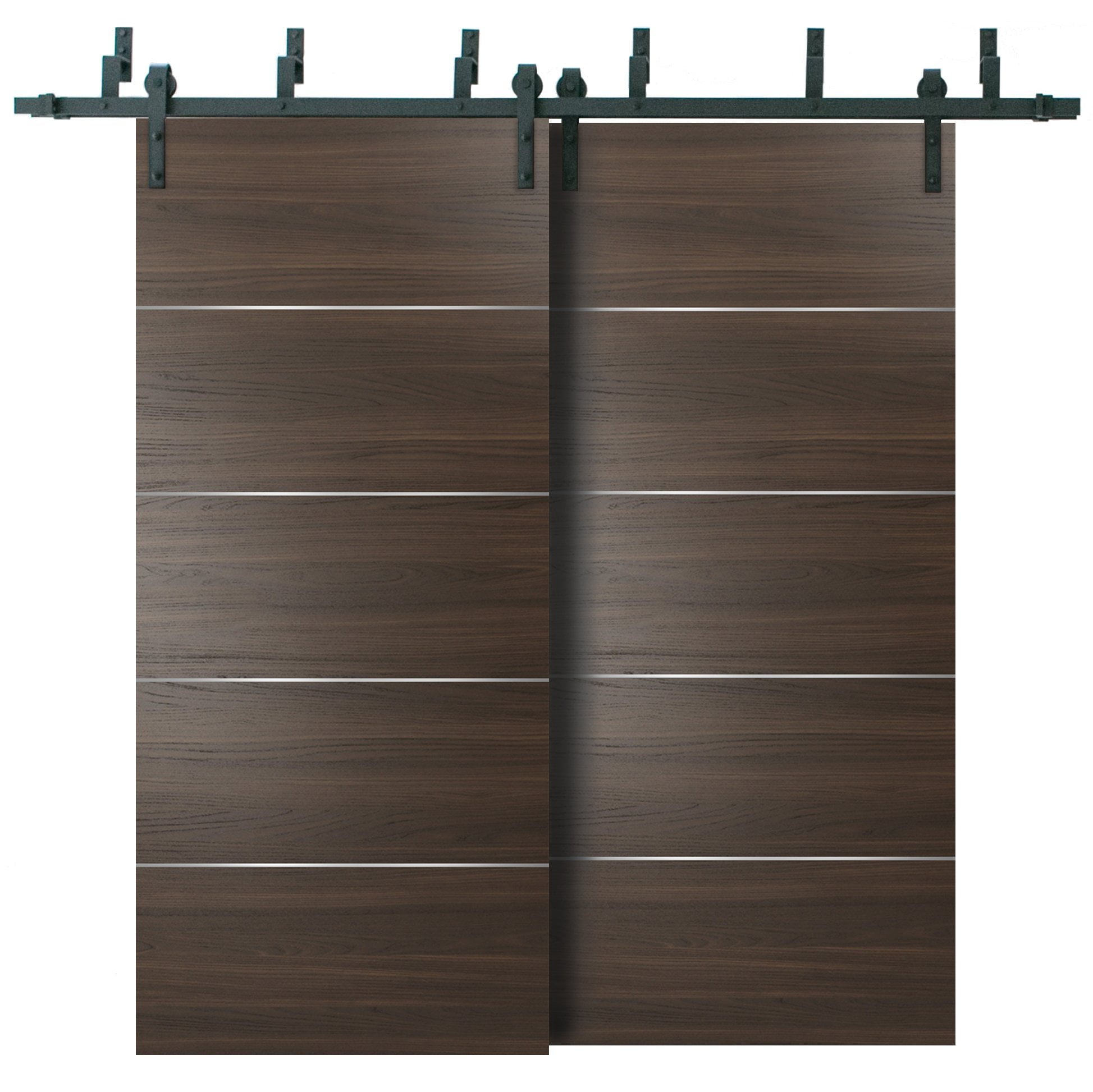 Barn Bypass Doors with 6.6ft Hardware | Planum 0020 Chocolate Ash ...