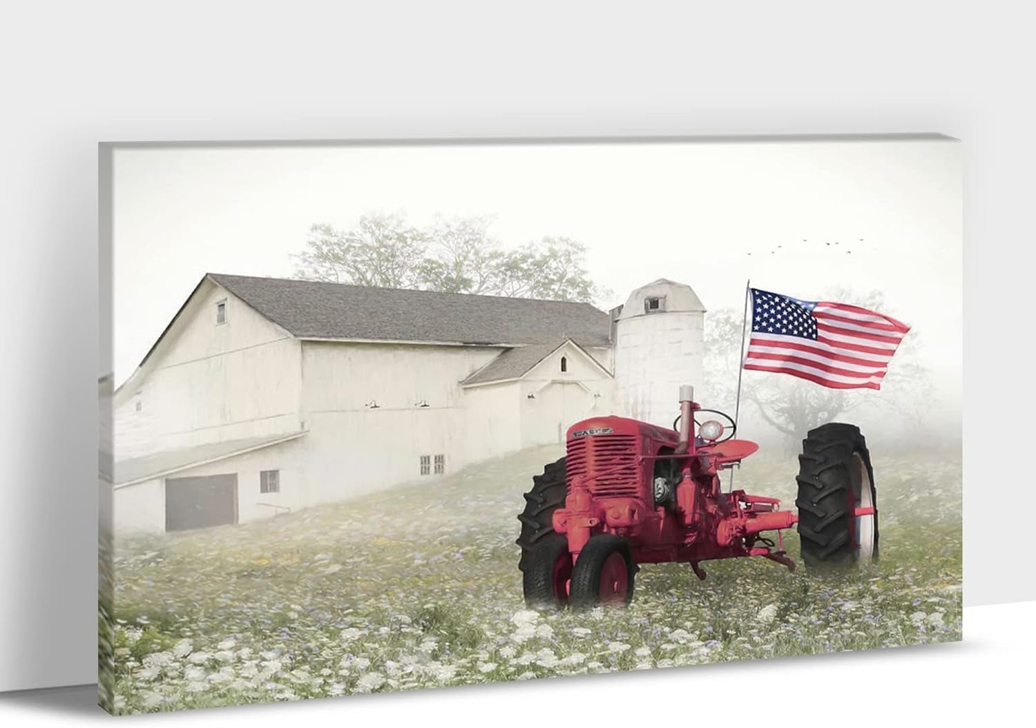 Barn Canvas Wall Art, Farmhouse and Red Tractor Pictures Wall Art for ...