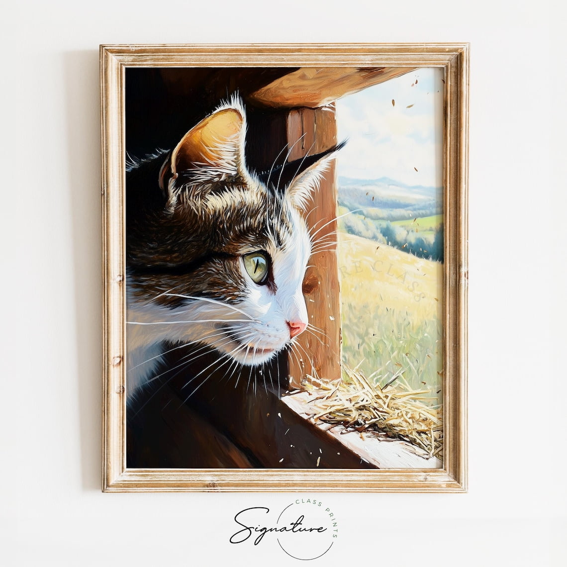 Barn Cat In Hayloft Window, Rustic Farmhouse Animal Art, Vintage ...