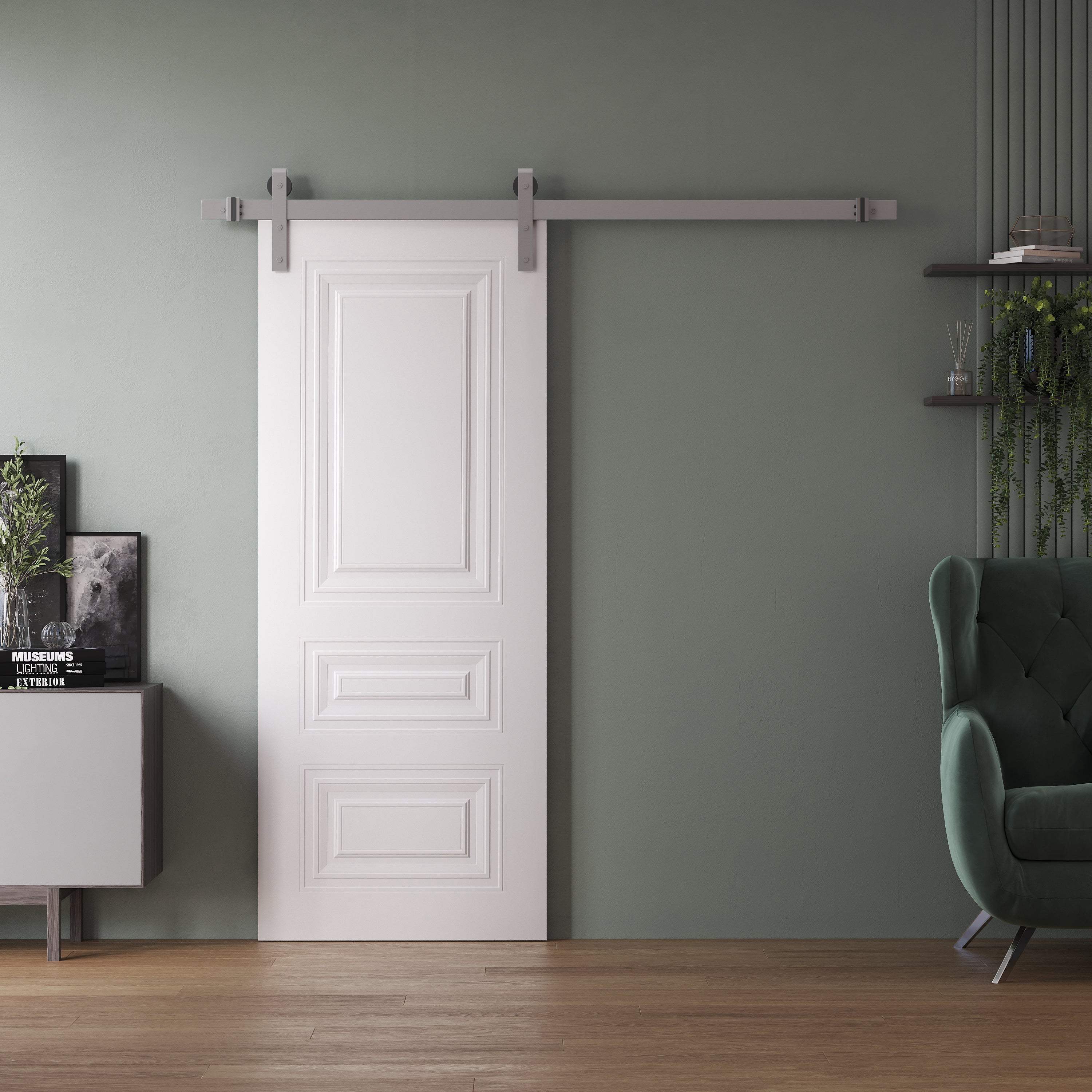 Barn Door 28 x 84 inches | SELECT 2249 White | 6.6FT Silver Rail Track ...