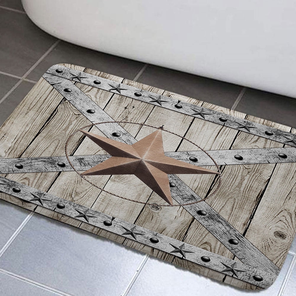 Barn Door Bathroom Rugs, Rustic Wooden Farmhouse Bathroom Rugs Set ...