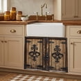 Barn Door Cabinet Curtains 27.6"W x 35.4"L, Farmhouse Wooden Grain ...
