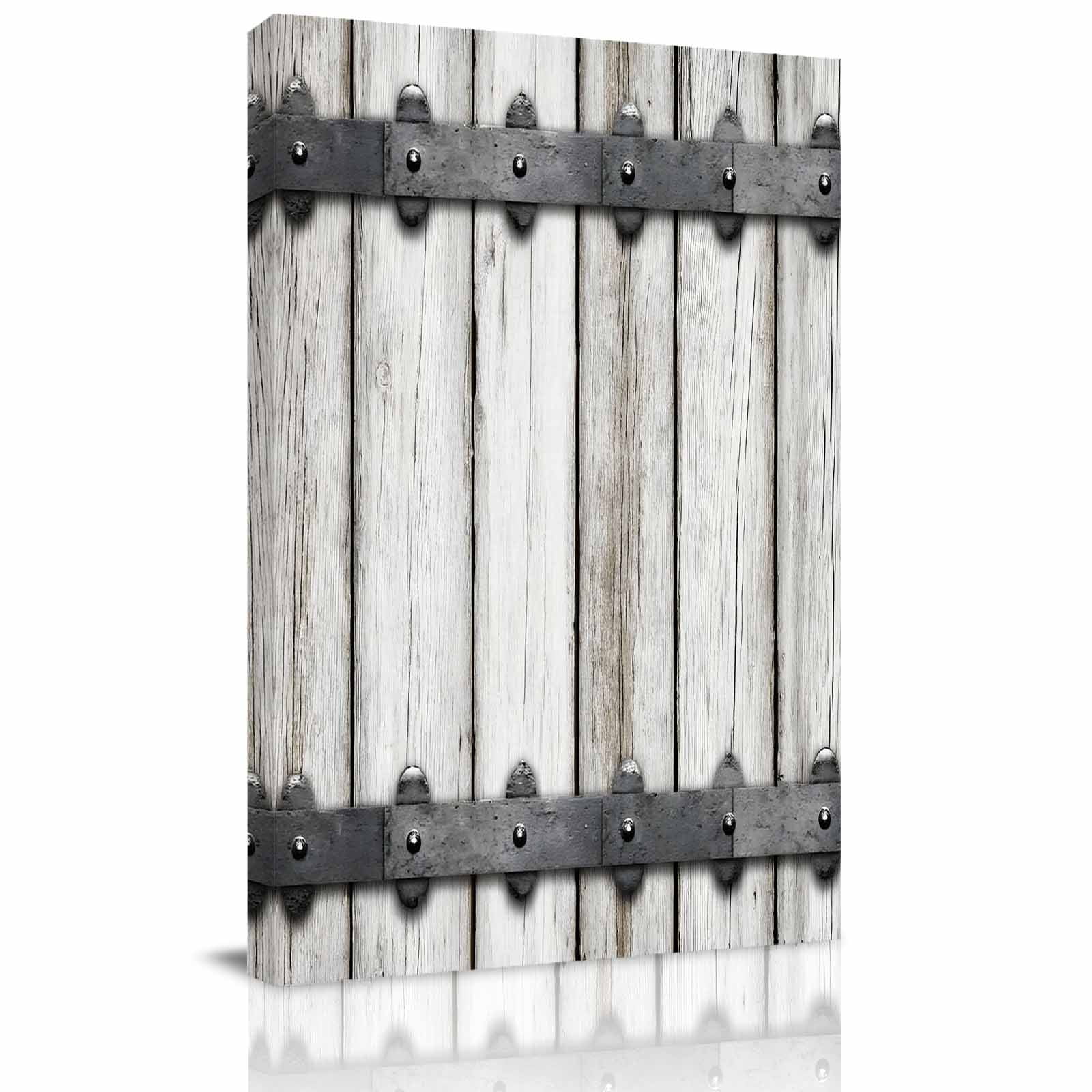Barn Door Canvas Wall Art for Living Room, Vintage Grey Farmhouse Rivet ...