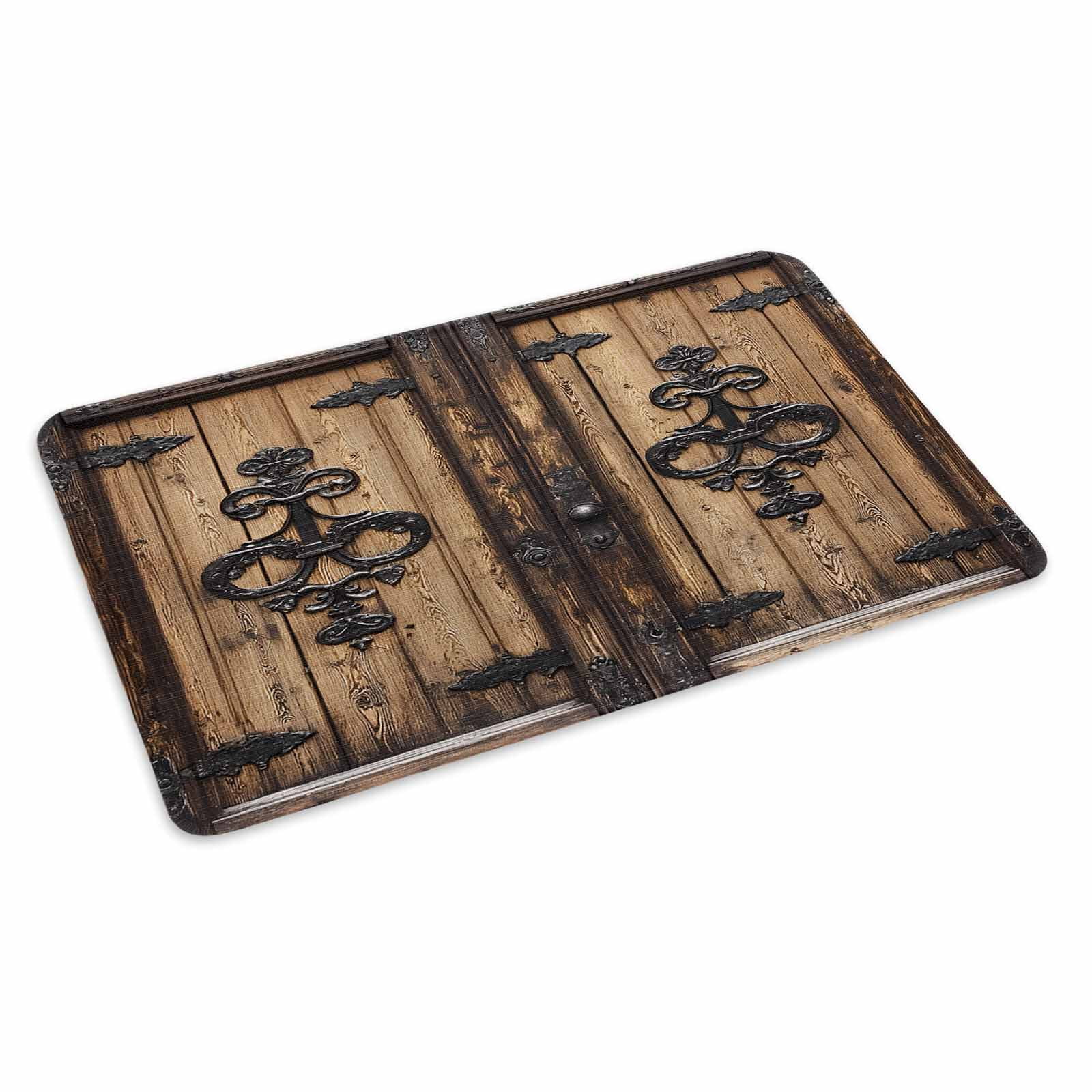 Barn Door Doormat Outdoor Entrance 24"x36", Farmhouse Wooden Grain ...