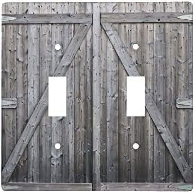Barn Door Farmhouse Grey Wood Entrance Rustic Light Switch Plate Cover ...