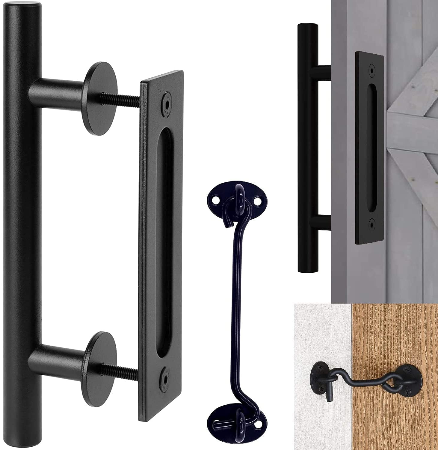 Barn Door Handles Black 12 inch - Sliding Barn Door Handle with Lock ...