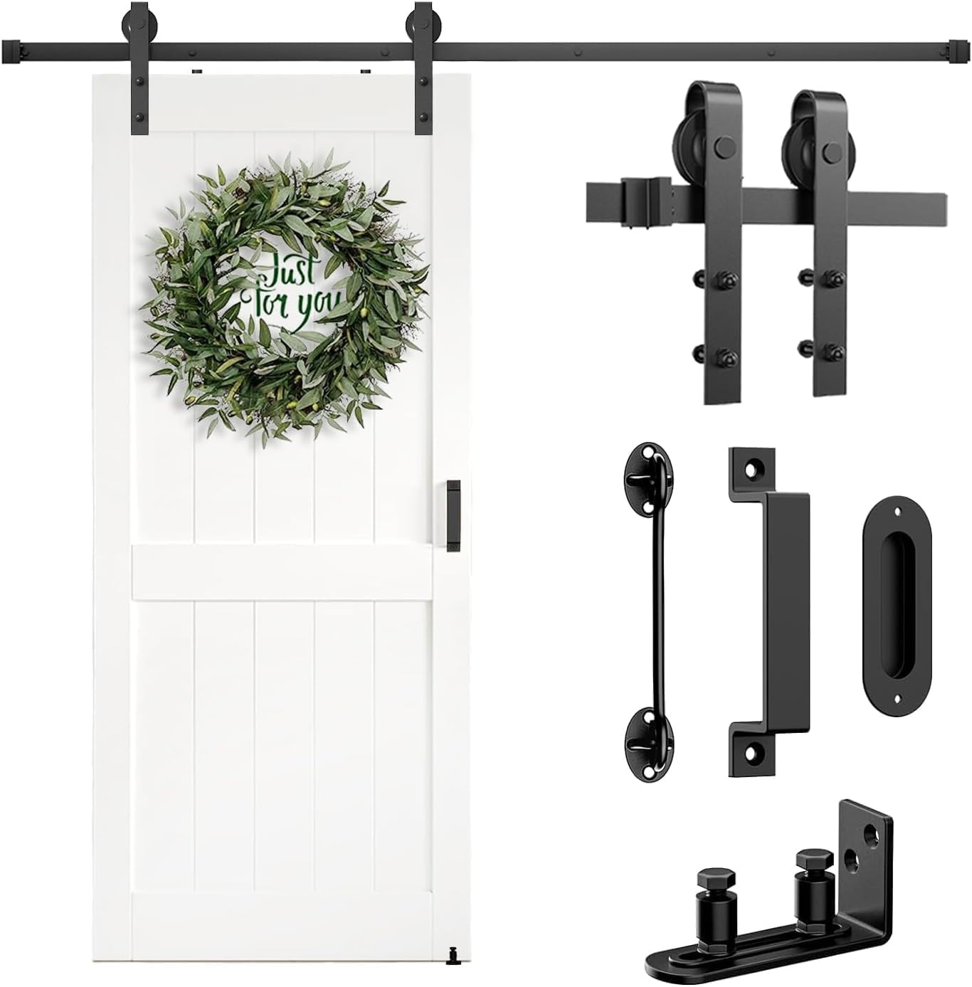Barn Door Hardware Kit Heavy Duty Sliding Door Track Kit with Floor ...