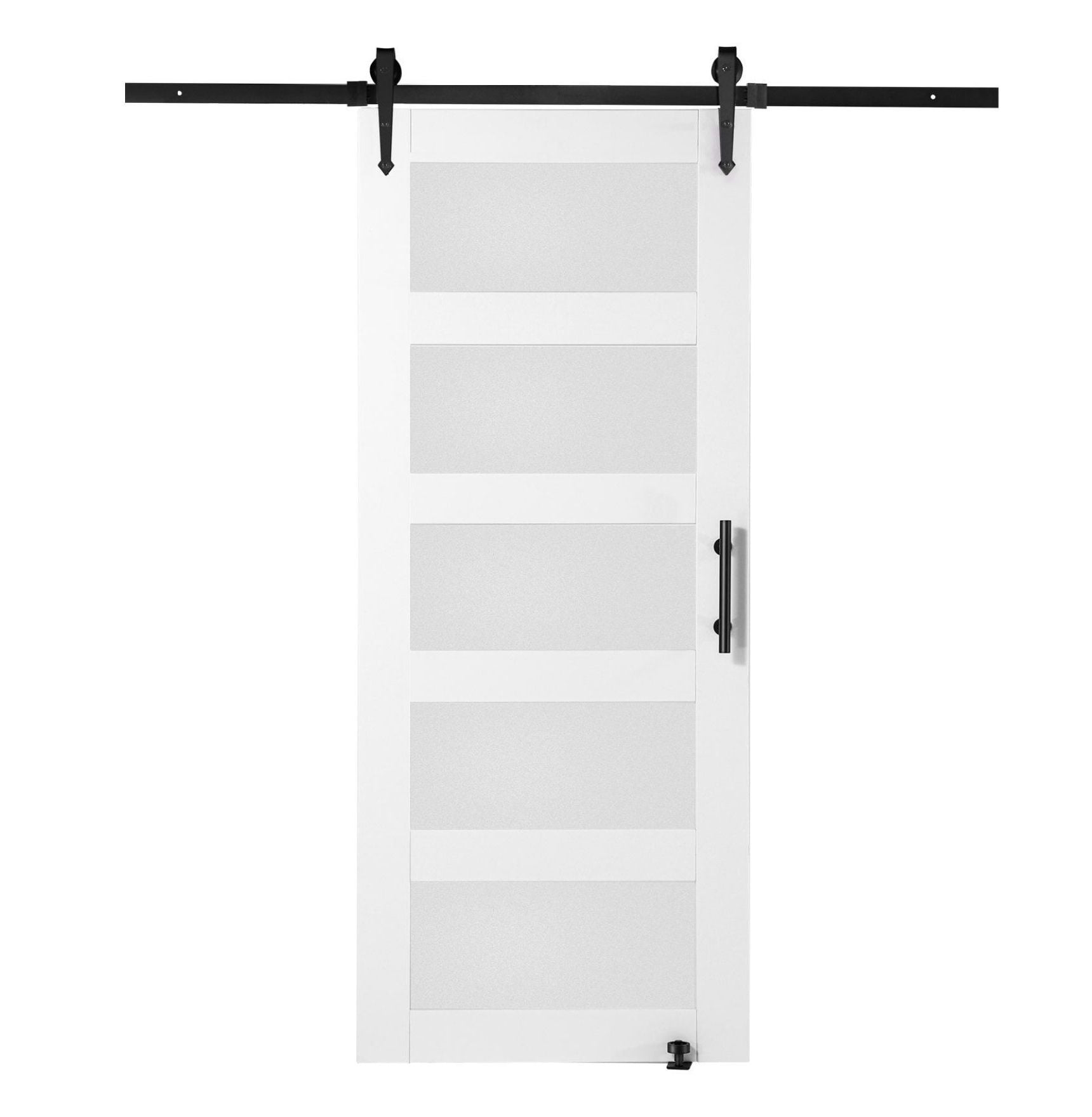 Barn Door Kit 30x84", Wood & Frosted Glass Sliding Door, Interior Door ...