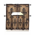 Barn Door Kitchen Curtain and Valance Set 3 Pieces,Rod Pocket Short ...