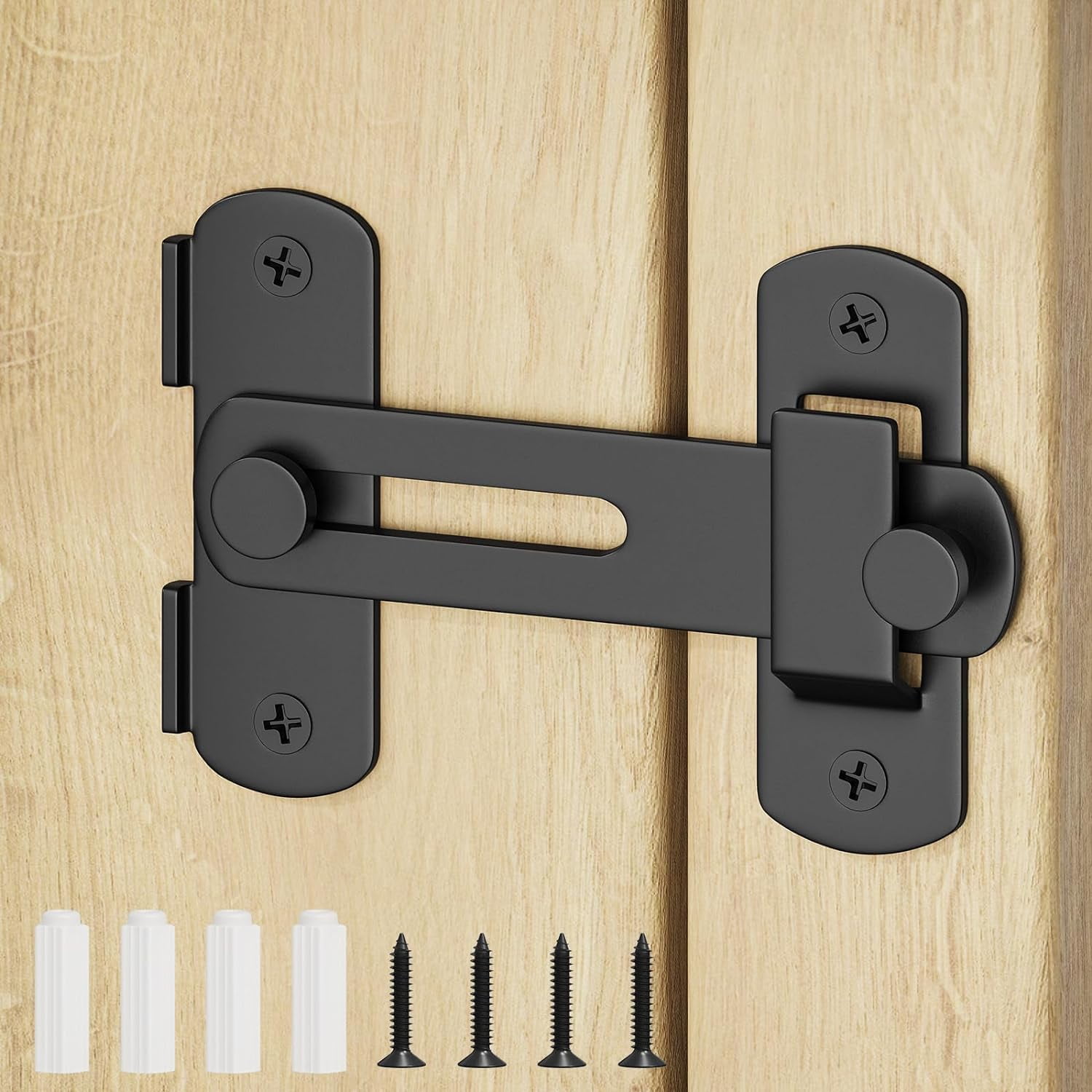 Barn Door Lock, 180 Degree Barn Door Latch, Matte Black Steel Gate ...