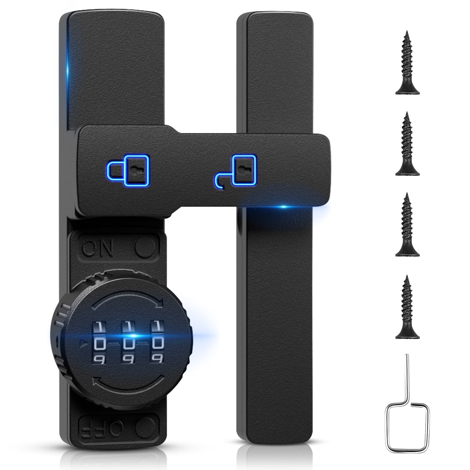 Deftun Barn Door Lock, 180 Degree Flip Keyless Latch, 3-Digit Password ...