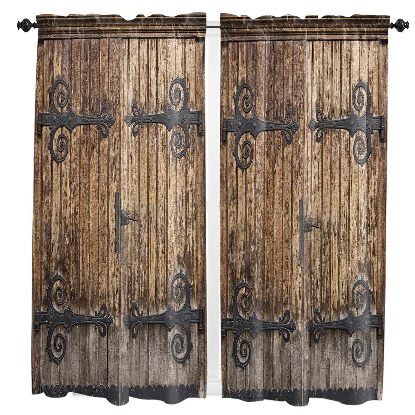 Ancient Wooden Door Curtains For Living Room Bedroom Window Treatment ...