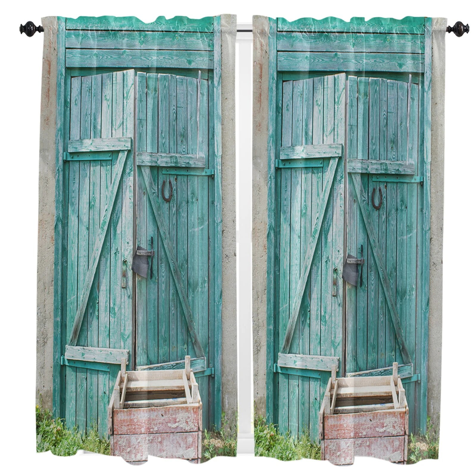Barn Door Retro Curtains For Living Room Kitchen Curtain Bedroom ...
