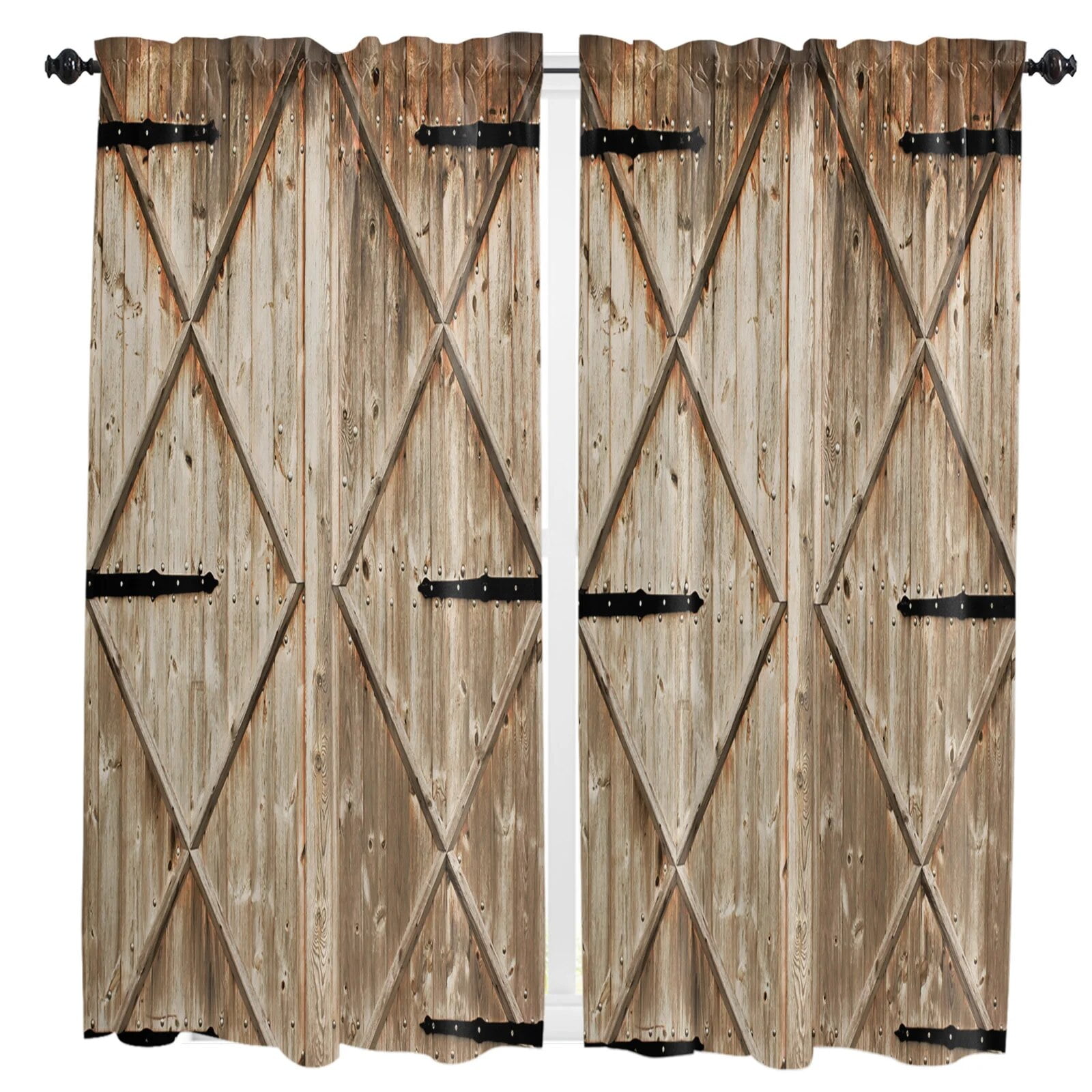 Barn Door Retro Curtains For Living Room Kitchen Curtain Bedroom ...