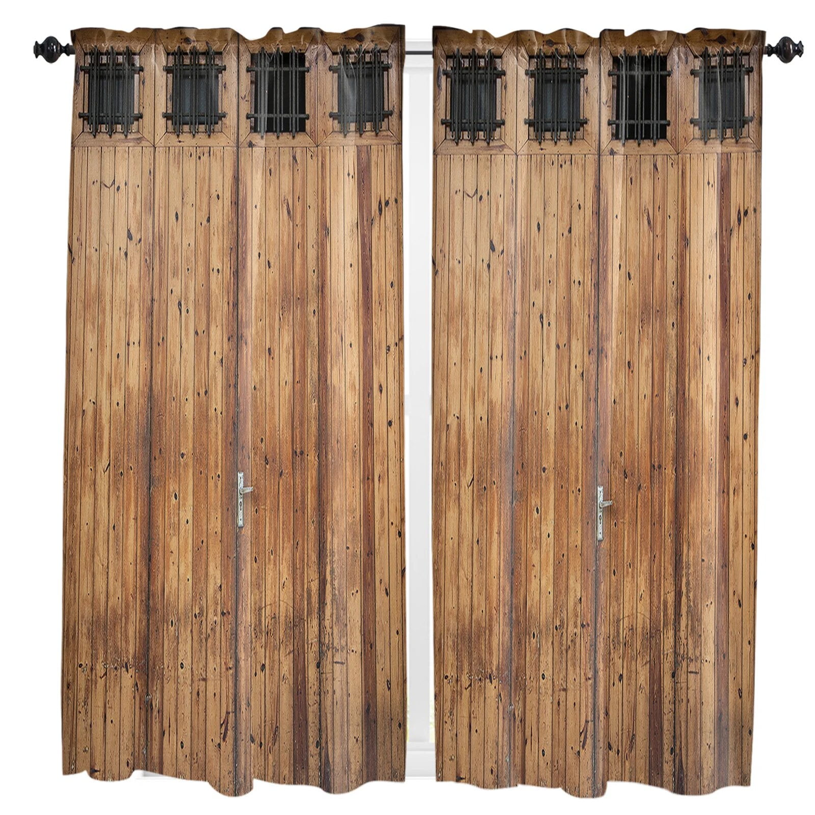 Barn Door Retro Curtains For Living Room Kitchen Curtain Bedroom ...
