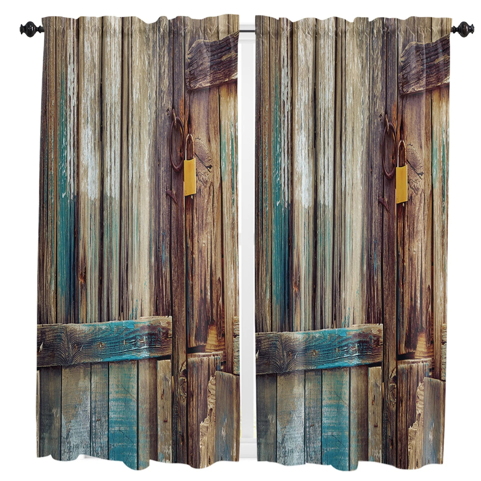 Barn Door Retro Curtains For Living Room Kitchen Curtain Bedroom ...