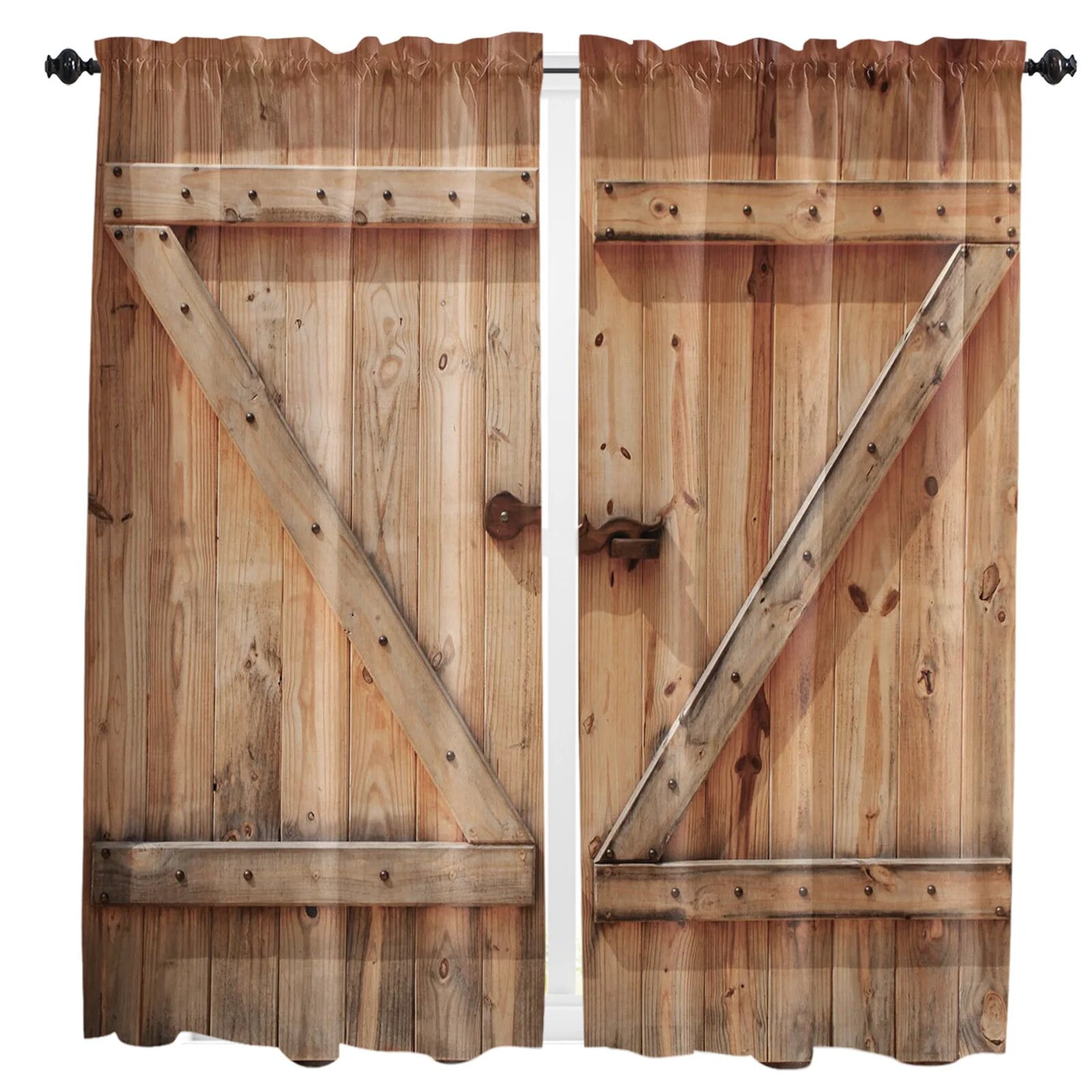 Barn Door Retro Curtains For Living Room Kitchen Curtain Bedroom ...
