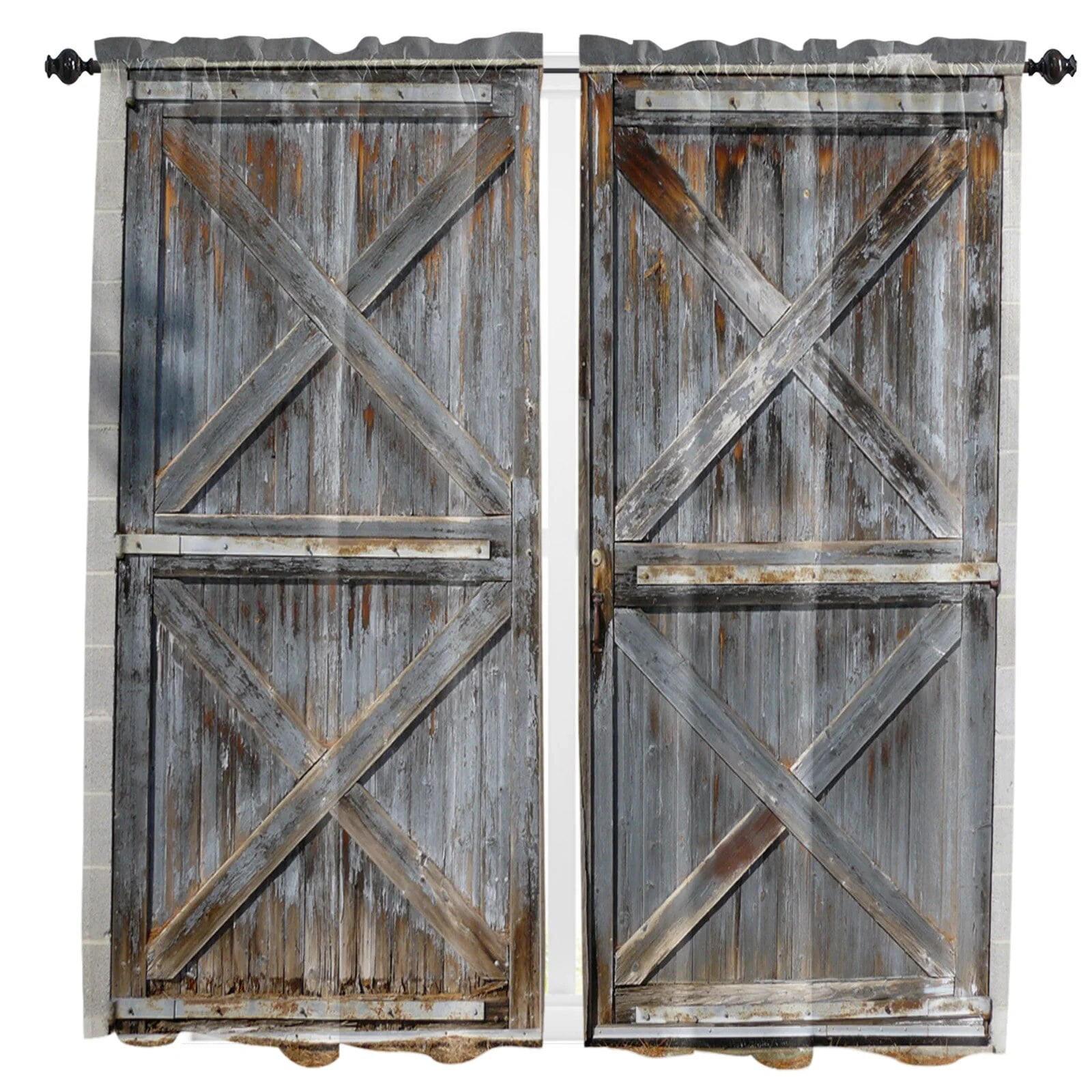 Barn Door Retro Curtains For Living Room Kitchen Curtain Bedroom ...