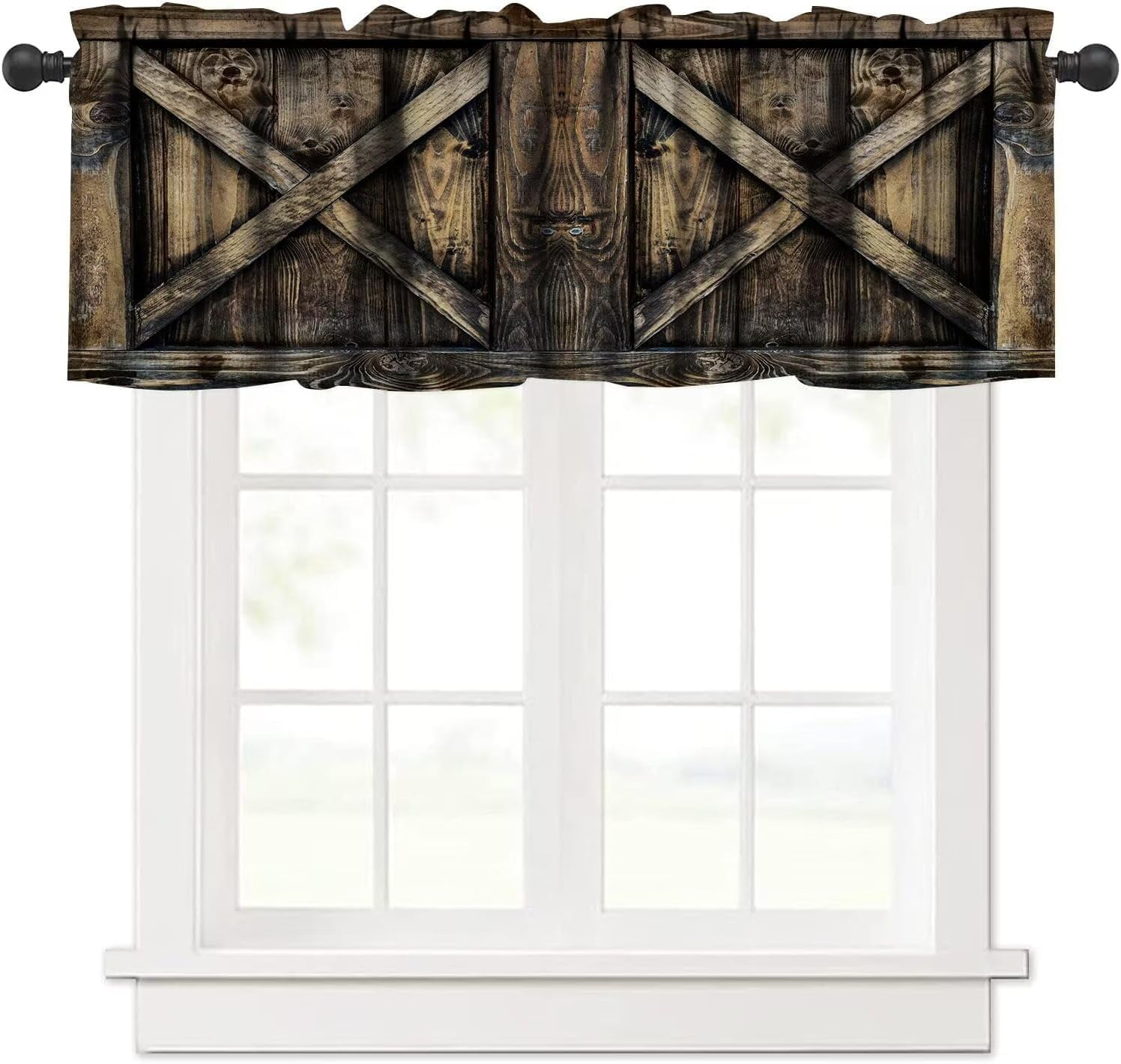 Barn Door Valance Curtain Vintage Farmhouse Rustic Wooden Moldy Old ...