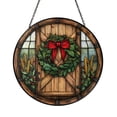 Barn Door Wreath Farm Scene Stained Glass Effect Suncatcher, Charming ...