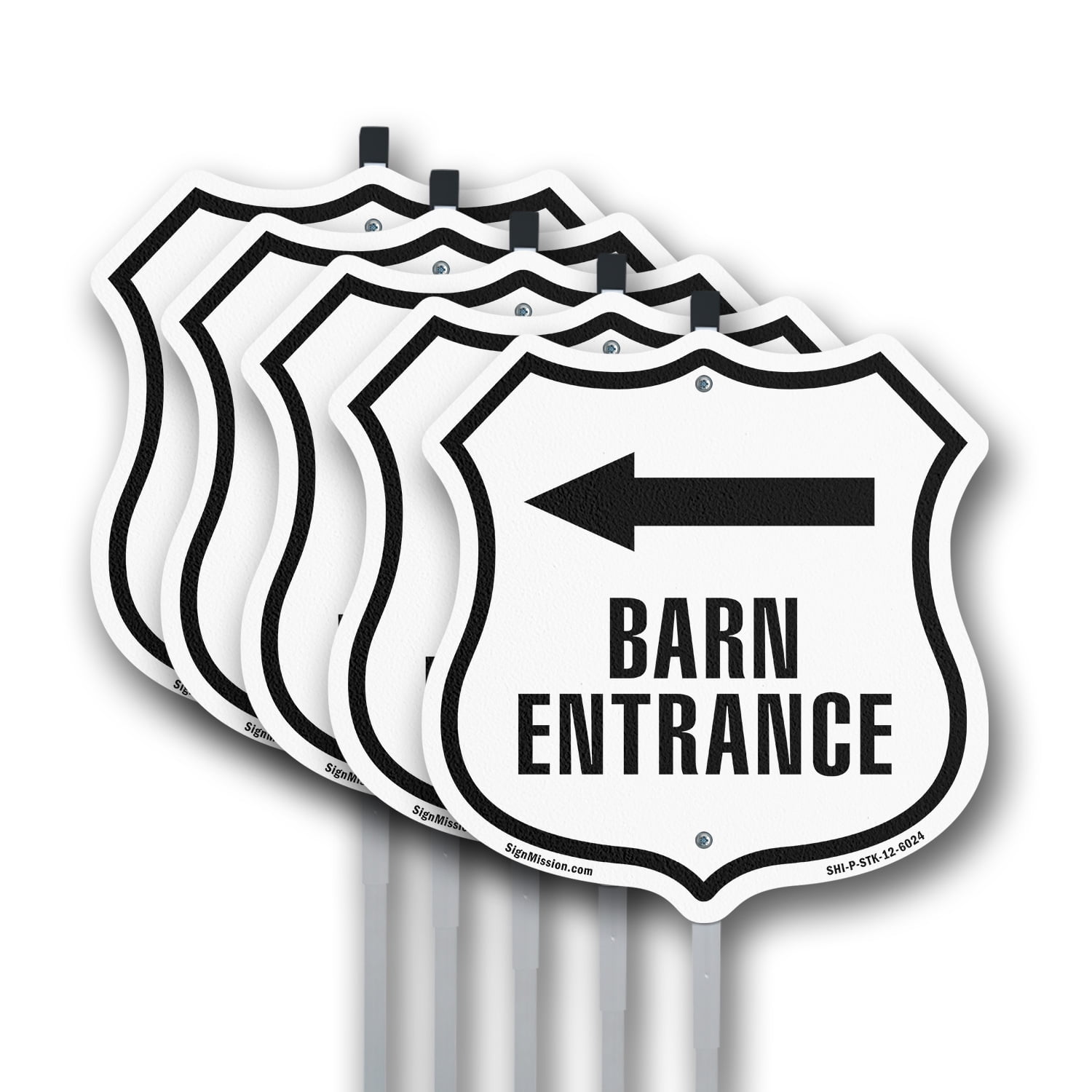Barn Entrance Left (5 Pack) 12 inch X 12 inch Shield Shaped Rust-Free ...