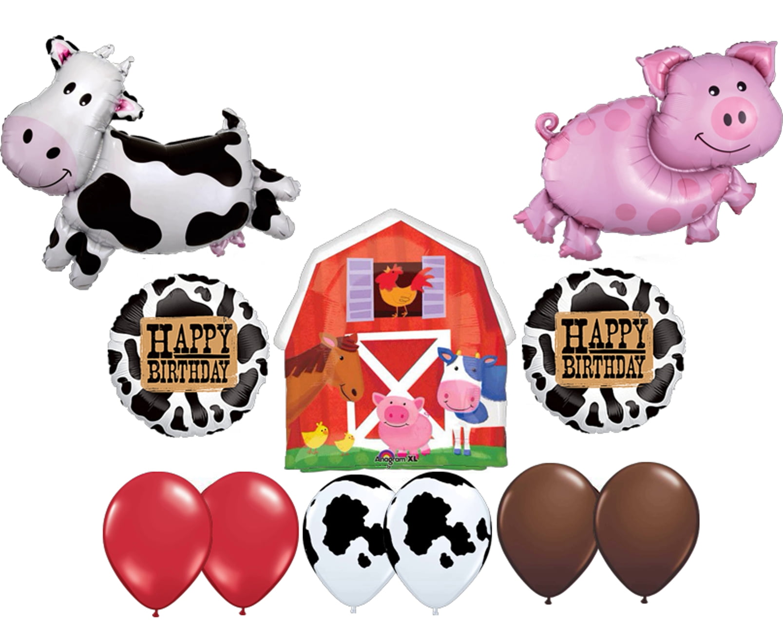 Barn Farm Animals Birthday Party Cow, Pig, Barn Balloons Decorations ...