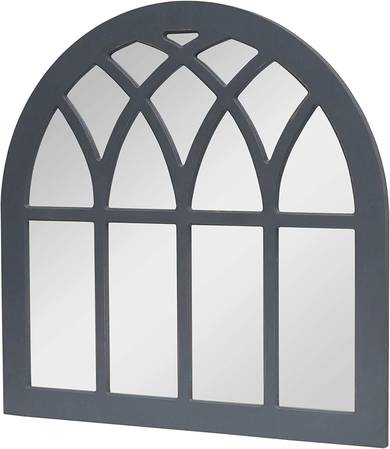 Barn Farmhouse Dark Grey Arch Mirror, Wood Framed Window Mirror for ...