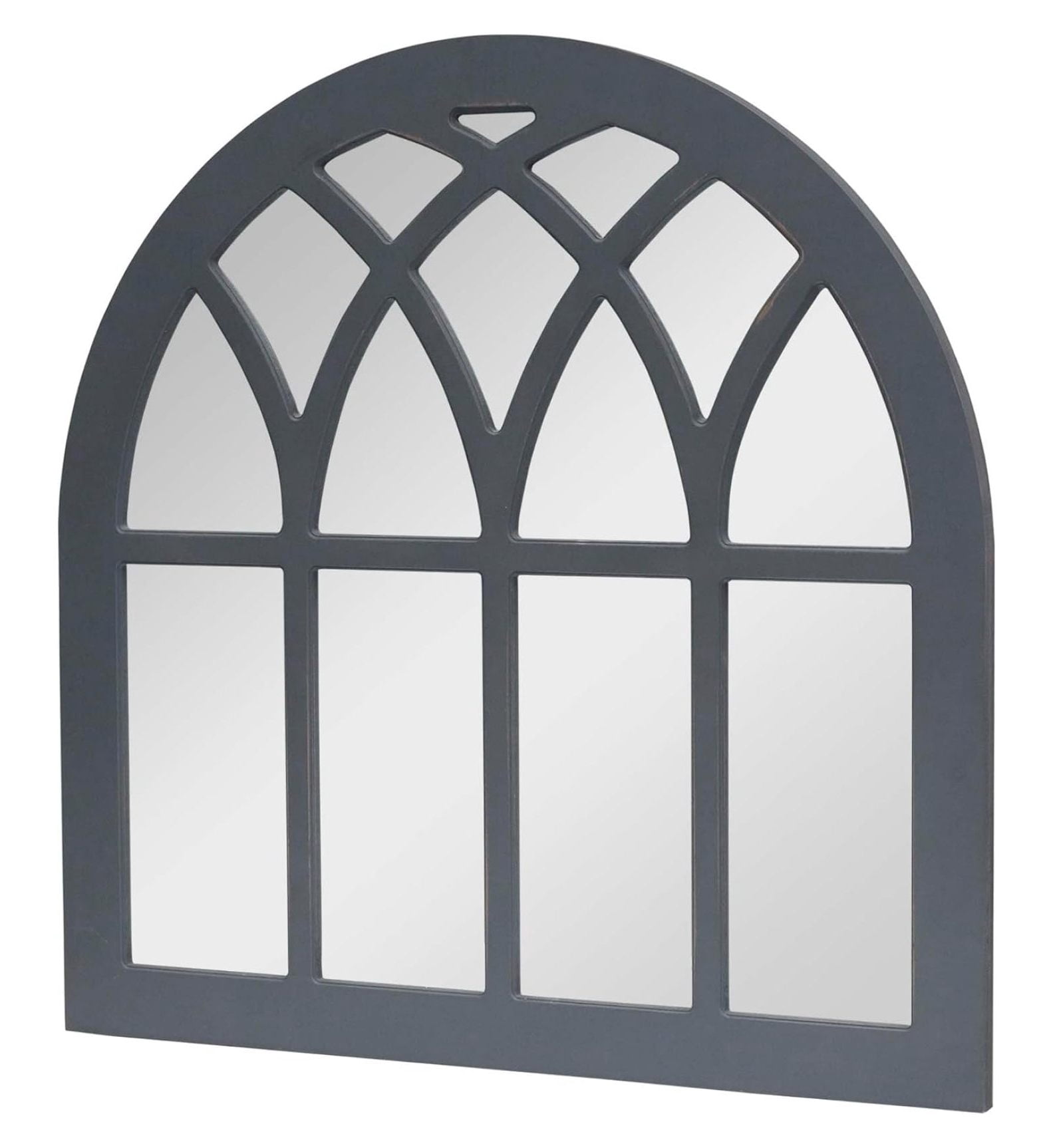 Barn Farmhouse Dark Grey Arch Mirror, Wood Framed Window Mirror for ...