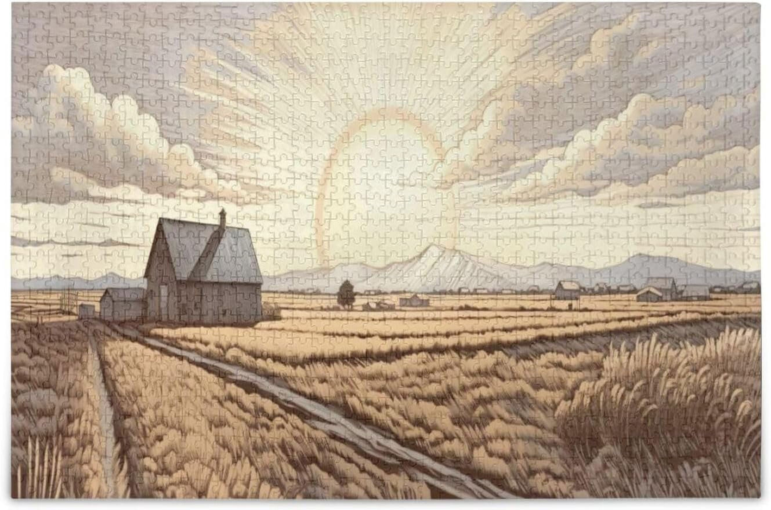Barn Landscape Puzzle 1000 Pieces - Wooden Jigsaw Puzzles for Family ...