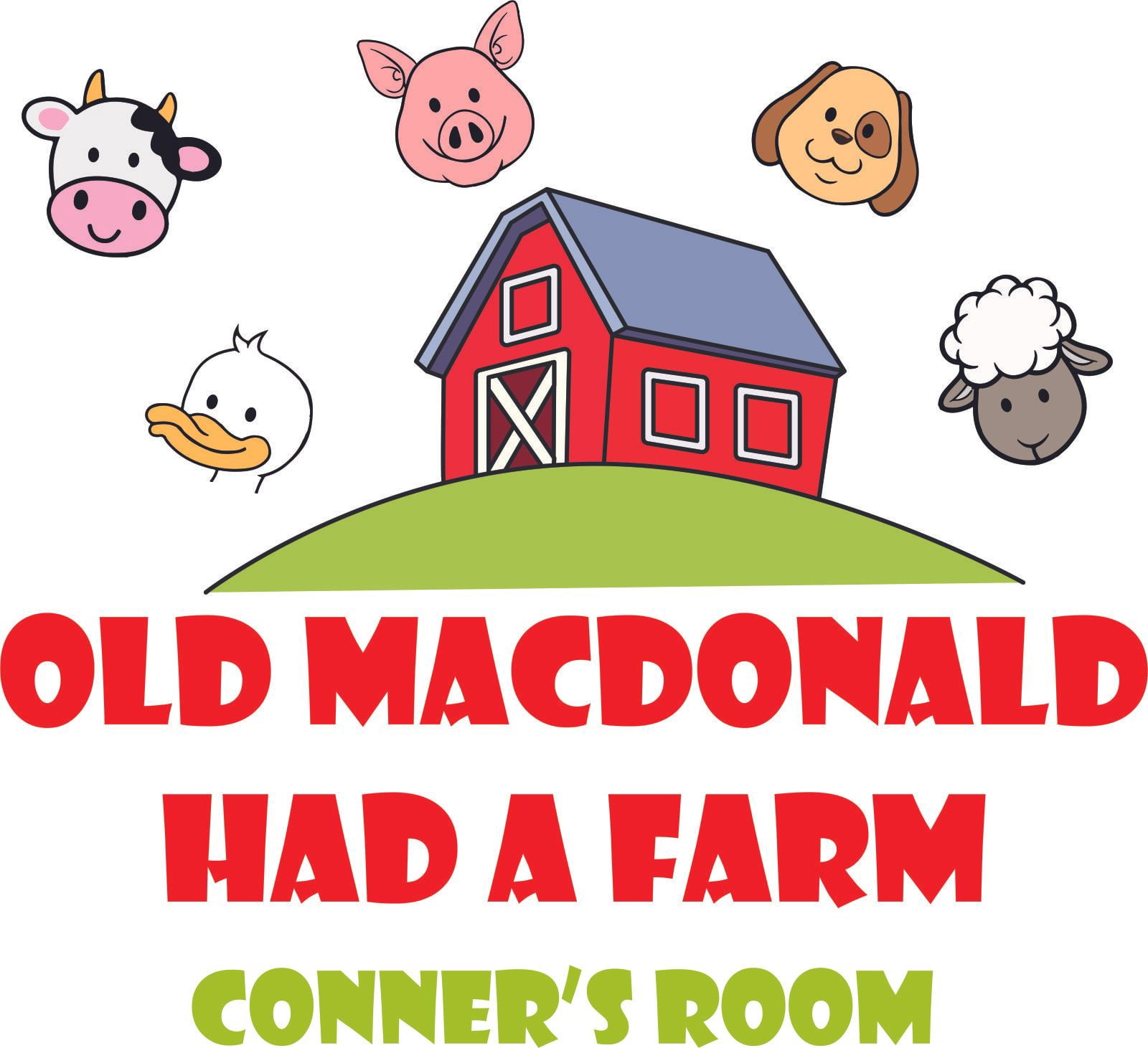Barn Old Macdonald Had A Farm Animals Decors Wall Sticker Art Design ...