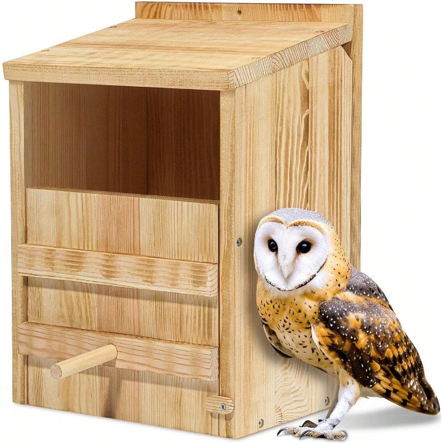 Barn Owl HouseOwl Nesting Box For Outside Wooden Nest House Square ...