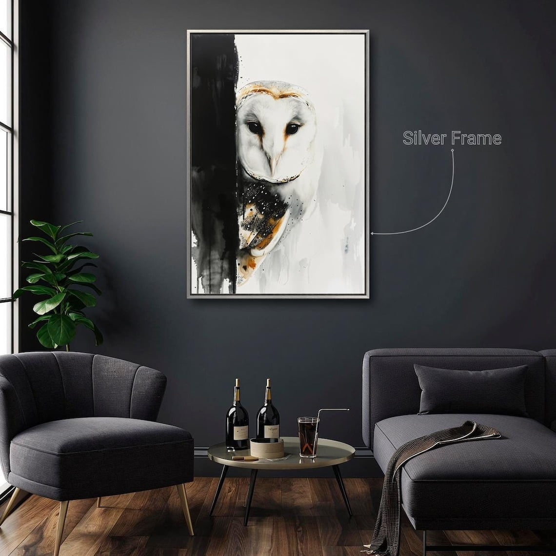 Barn Owl Portrait Wall Art Serene Bird Of Prey Poster Modern Avian Wall ...